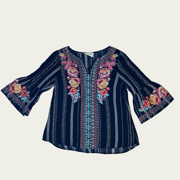Savanna Jane | Tops | Savanna Jane Womens Navy Blouse With Vibrant ...